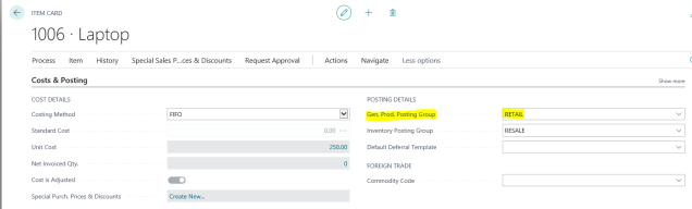 Dynamics NAV \ Business Central – Postings Group