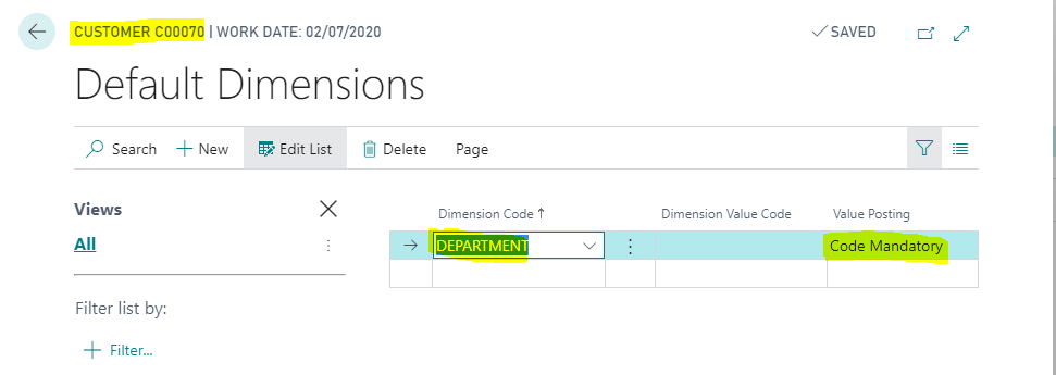 Dynamics 365 Business Central – Error Message “Select Dimension Value Code for Dimension Code ...