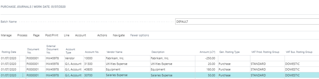 Dynamics 365 Business Central – Posting a Payables invoice to multiple ...