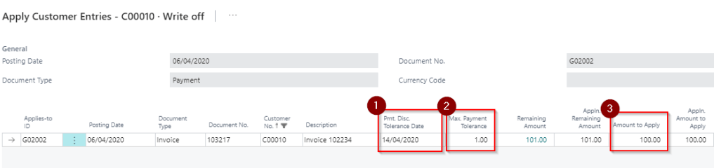 Dynamics 365 Business Central – Use Payment Tolerance to Write Off Amounts