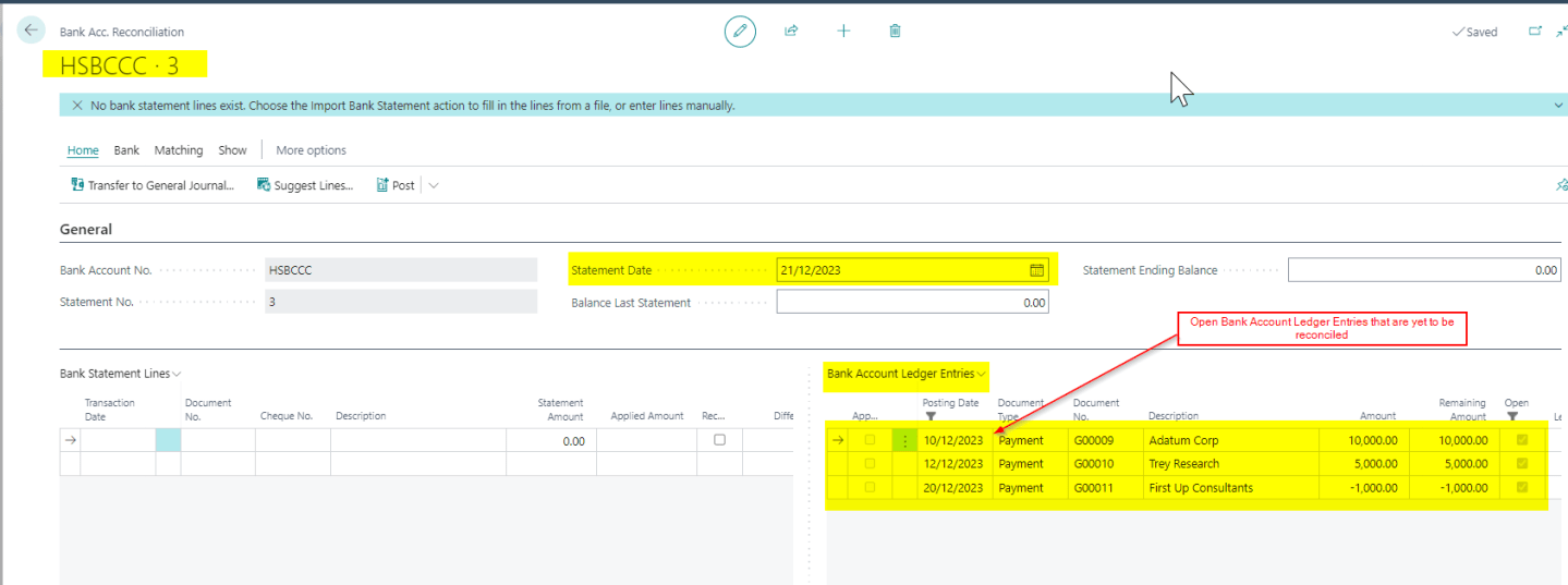 Dynamics 365 Business Central – How to manually reconcile the Bank ...