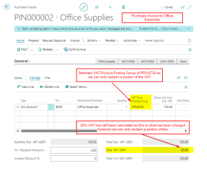 Dynamics 365 Business Central – Configuring Partial Exemption VAT using ...