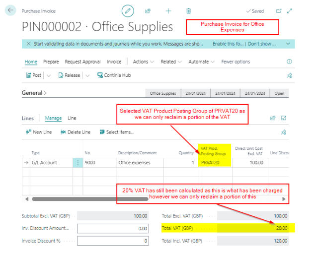 Dynamics 365 Business Central – Configuring Partial Exemption VAT using ...