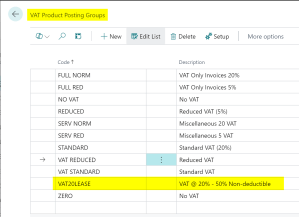 VAT Posting Setup