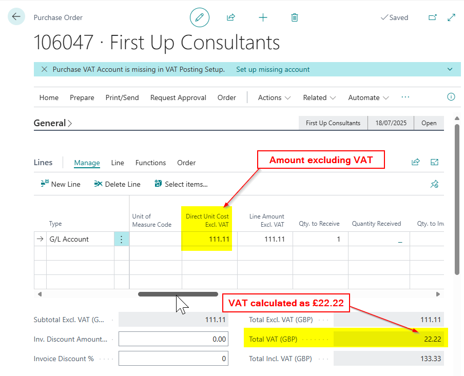 Dynamics 365 Business Central – How to change the VAT amount on a ...