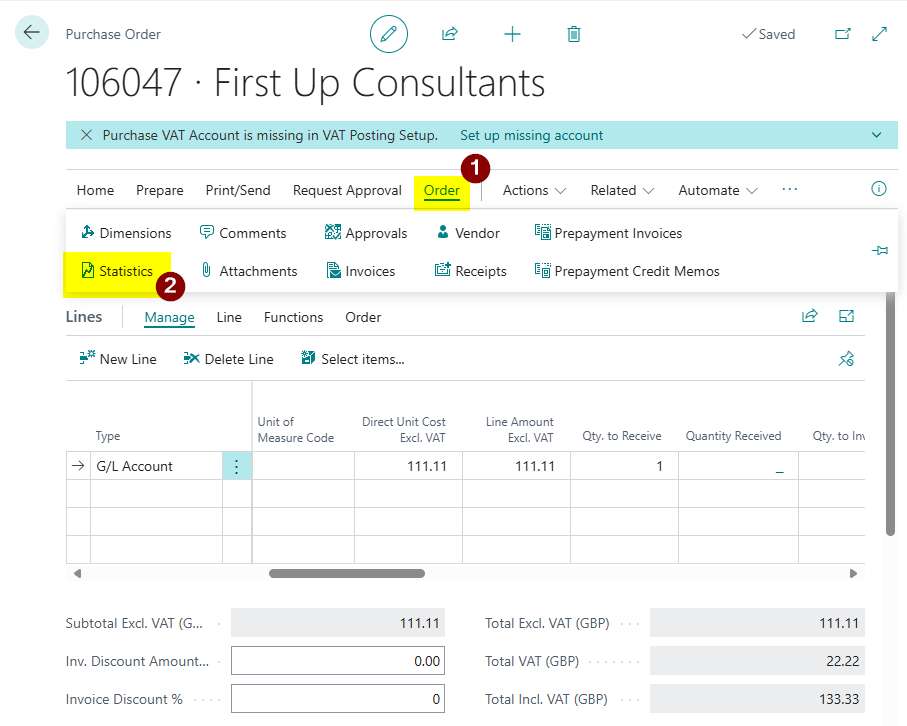 Dynamics 365 Business Central – How to change the VAT amount on a ...