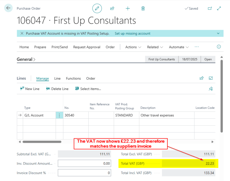 Dynamics 365 Business Central – How to change the VAT amount on a ...