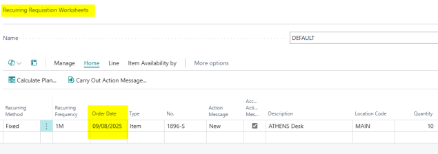 Dynamics 365 Business Central – How to use the “Recurring Requisition ...