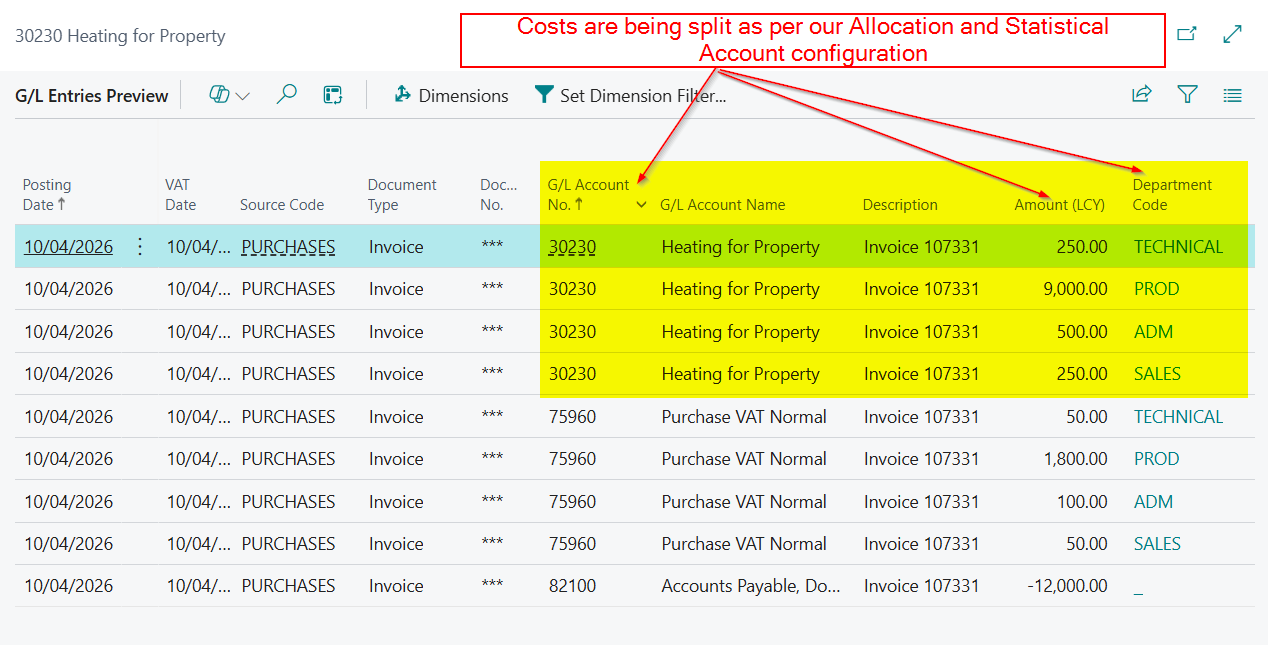 Dynamics 365 Business Central – How to proportionally split costs ...